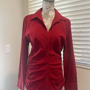 Express | Tops | Express Red Long Sleeve Fitted Button Down Shirt | Poshmark